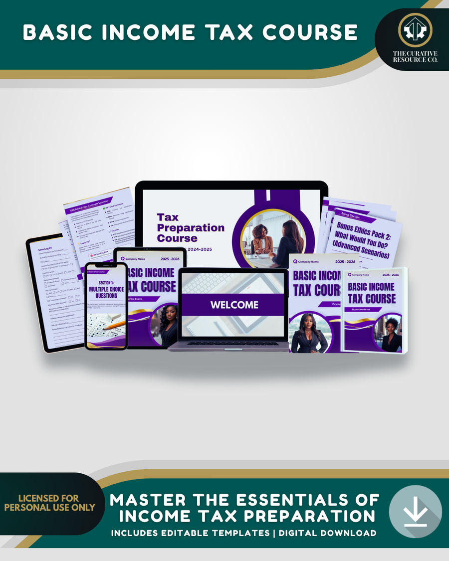 Basic Income Tax Training Course – The Curative Resource Co.